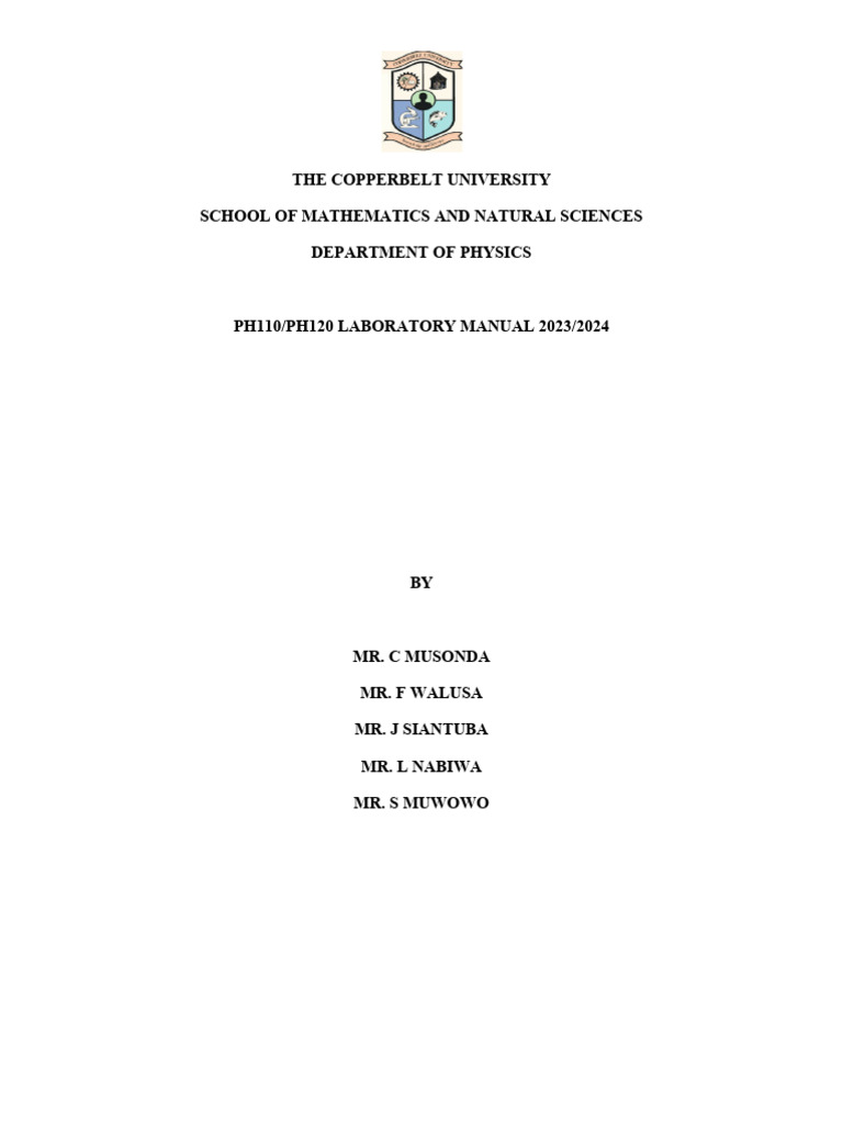 PH110 LABMANUAL 2023 To 2024 | PDF | Force | Friction