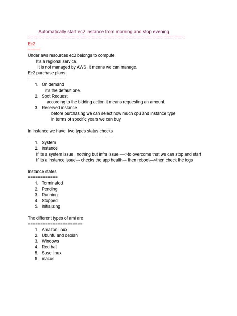 Aws Ec2 Instance Pdf System Software Computer Science