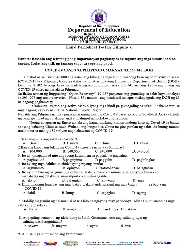 Third Periodical Test in Filipino 6 | PDF