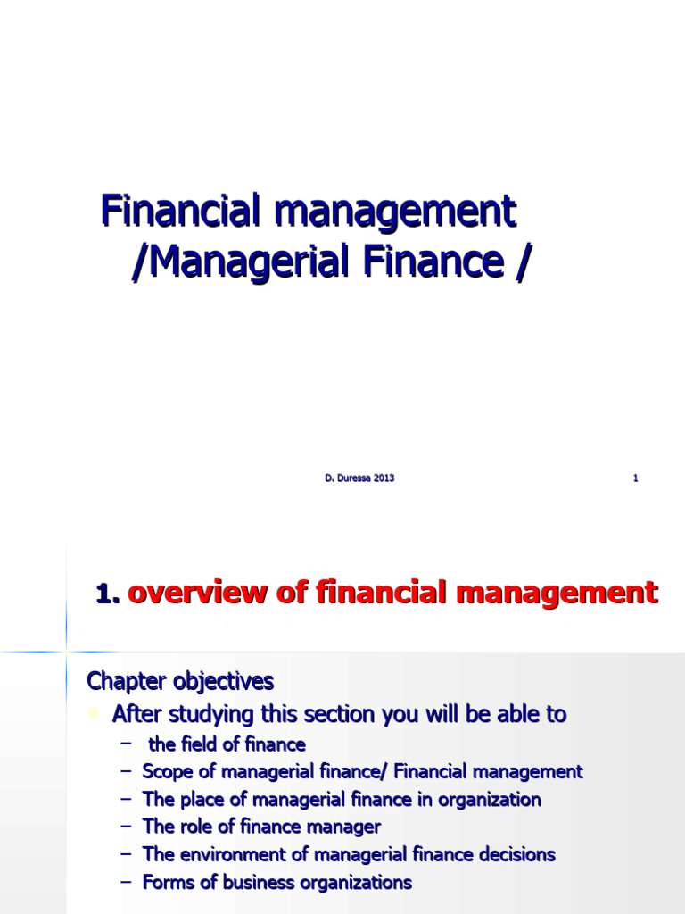 Overview of Financial Management | PDF | Equity (Finance) | Profit ...