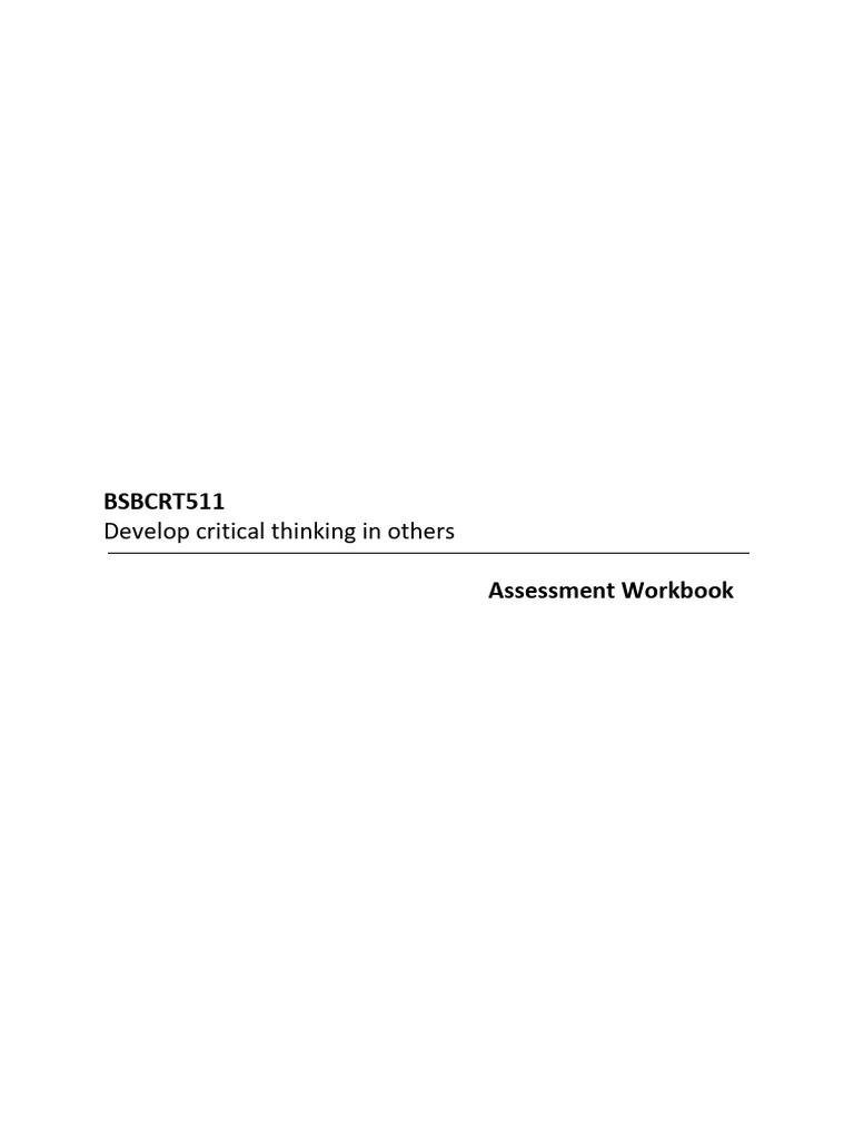 BSBCRT511 Assessment Workbook V1 | PDF | Thought | Leadership