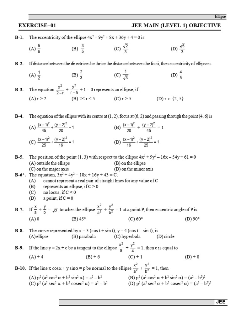 Ellipse JEE | PDF | Ellipse | Circle
