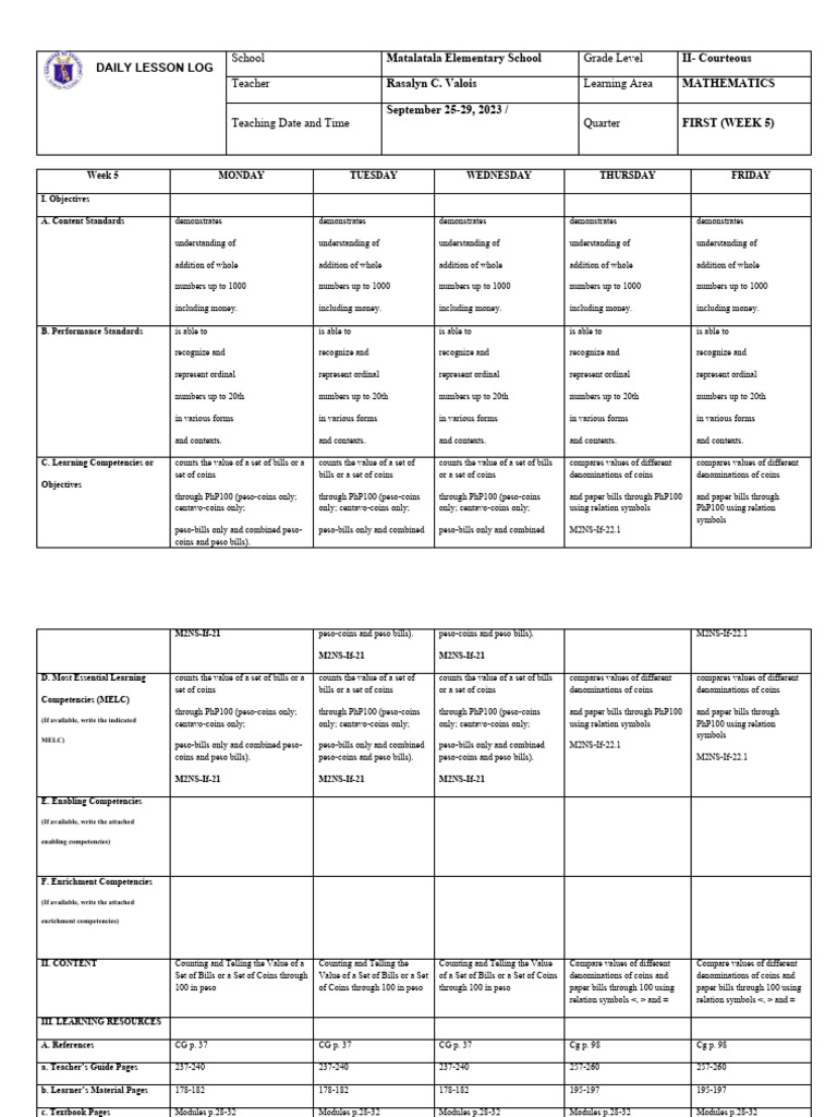 Math2 Week 5 1 | PDF | Mexican Peso | Money