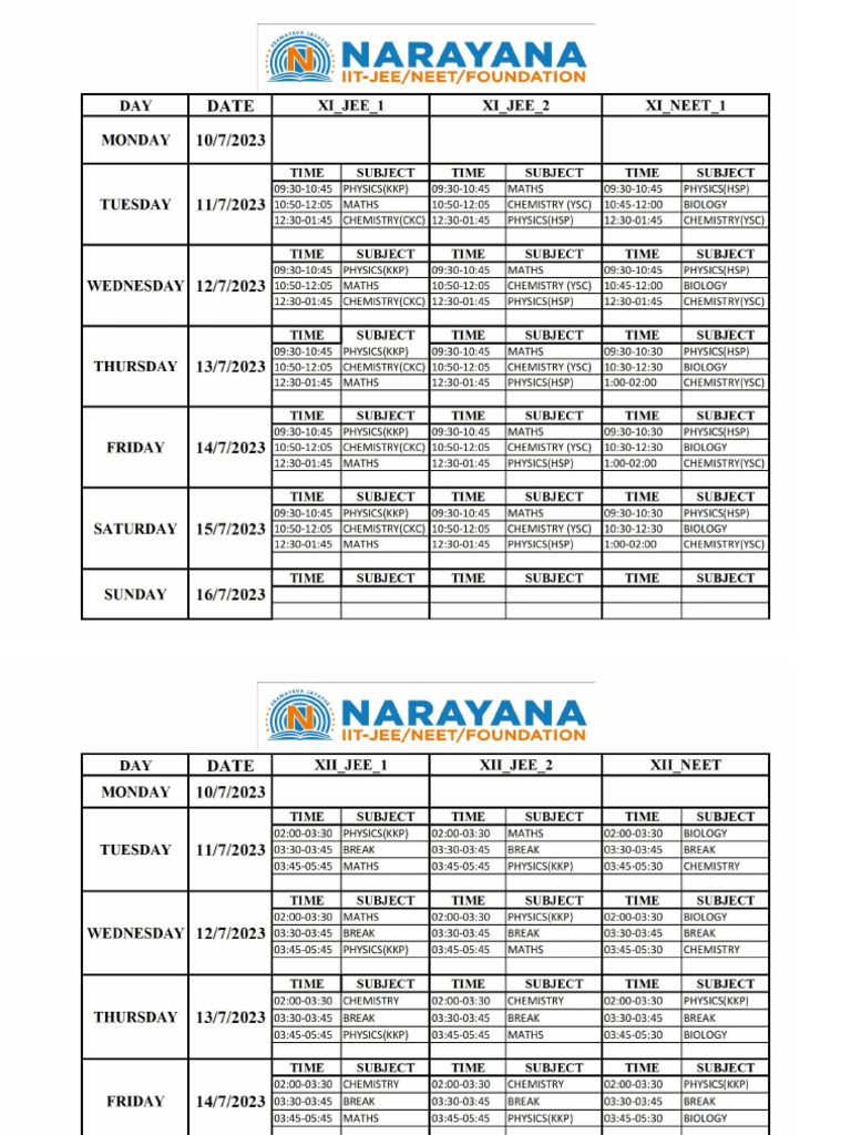 Time Table | PDF