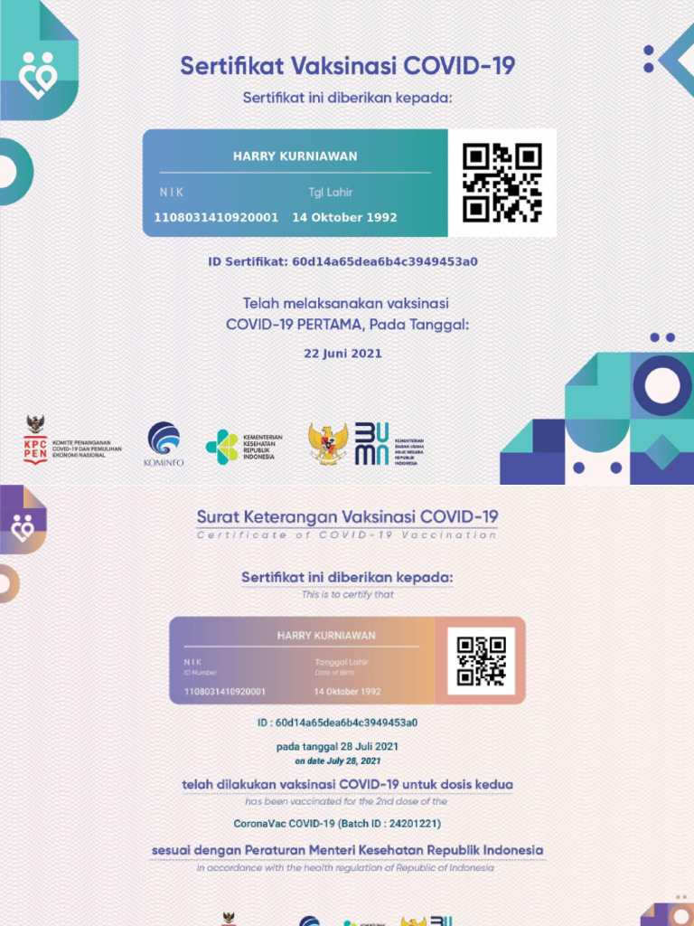 Serrtifikat Vaksin 1&2 | PDF