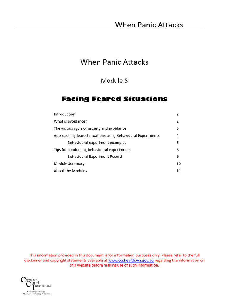 When Panic Attacks - Module 5 - Facing Feared Situations | PDF | Anxiety | Fear
