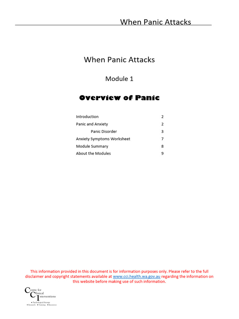 When Panic Attacks - Module 1 - Overview of Panic | PDF | Panic Attack | Anxiety