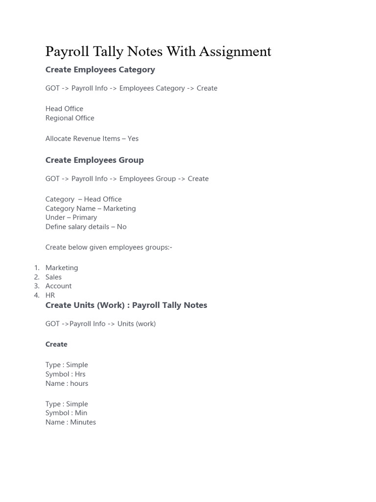 Payroll Tally Notes With Assignment | PDF | Payroll | Salary