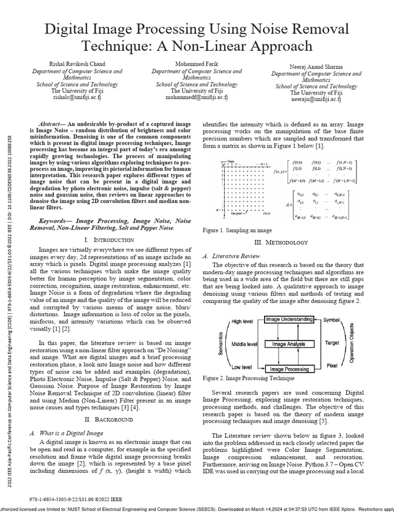 Digital Image Processing Using Noise Removal Technique A Non-Linear ...