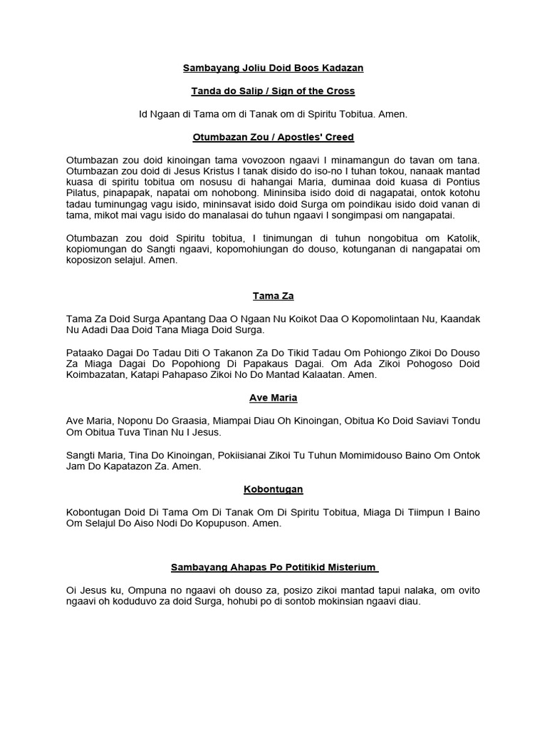 Sambayang Joliu Doid Boos Kadazan | PDF | Agama & Spiritualitas