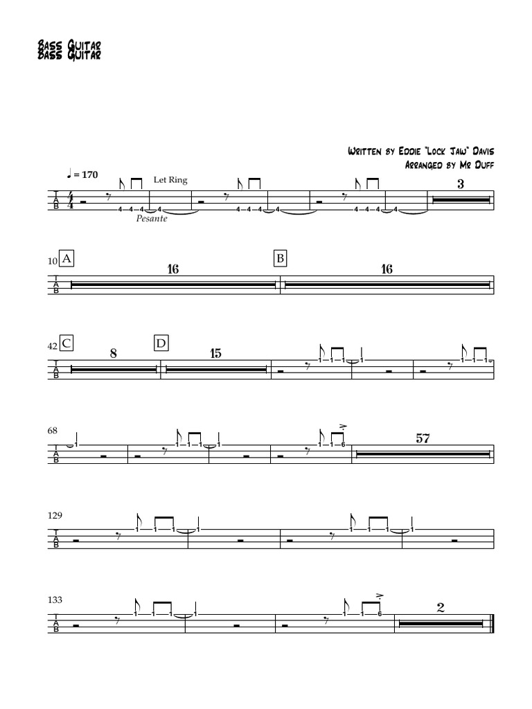 Hey, Lock! W Formatting (1) - Bass Guitar | PDF
