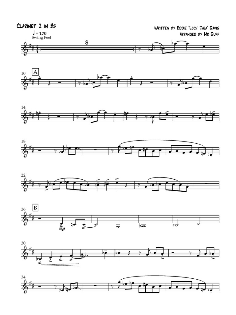 Hey, Lock! W Formatting (1) - Clarinet 2 in BB | PDF