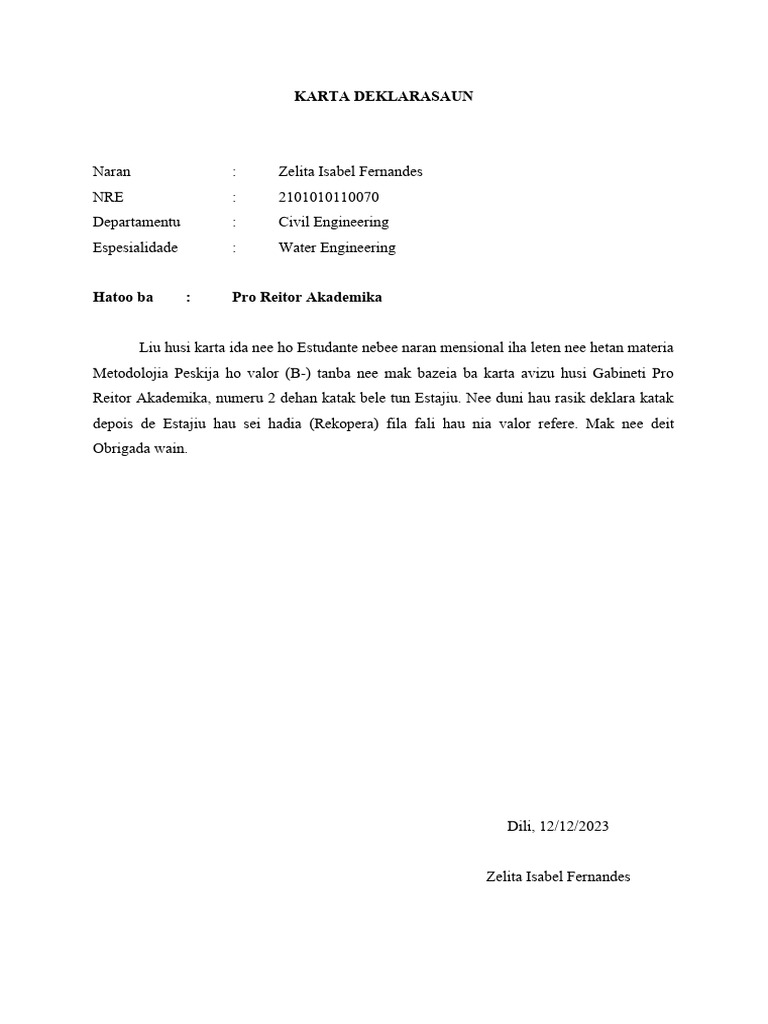 Karta Deklarasaun | PDF