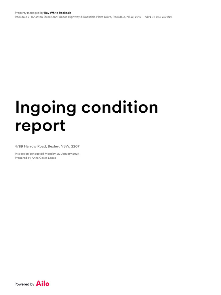Ingoing Condition Report for Bexley Property | PDF | Leasehold Estate ...