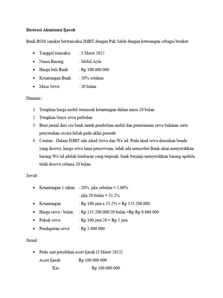 Ilustrasi Ijarah | PDF