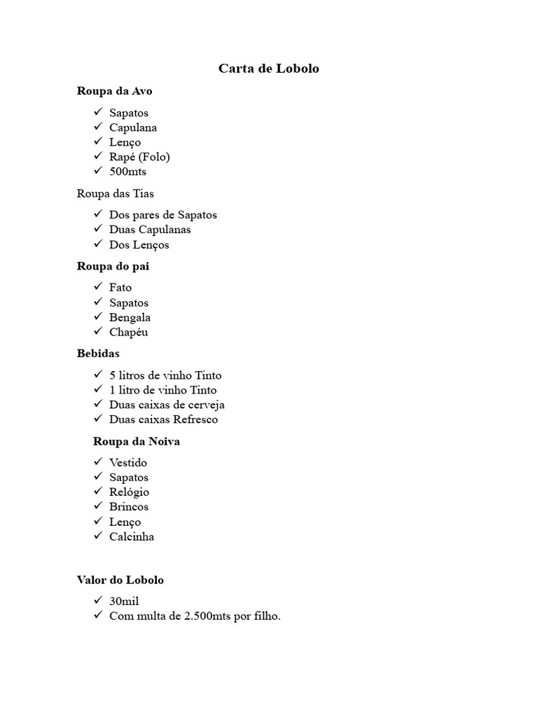 Carta de Lobolo | PDF