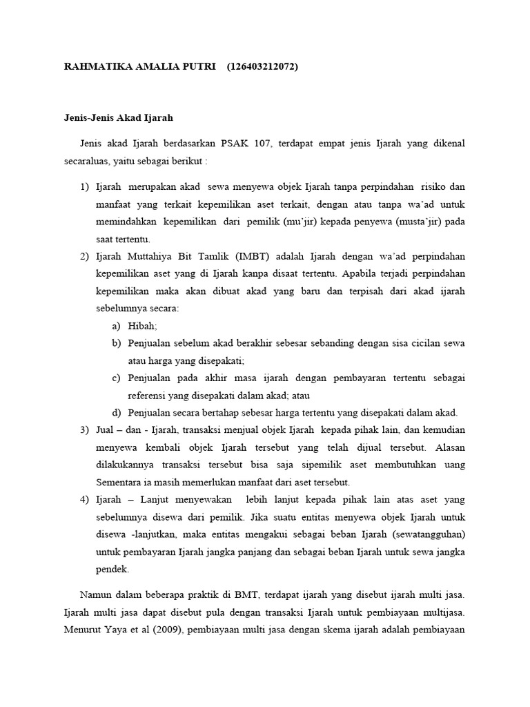 Jenis-Jenis Akad Ijarah | PDF | Hukum