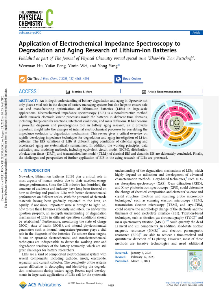 Application of Electrochemical Impedance Spectroscopy To Degradation and Aging Research of ...