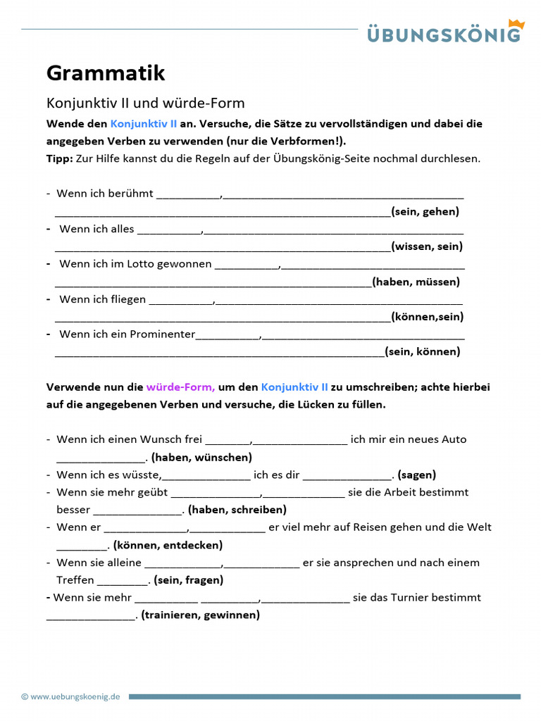 Konjunktiv II Übungen | PDF