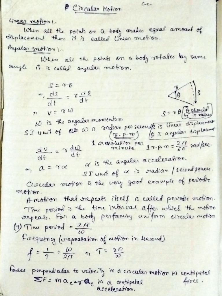 Circular Motion Class 11 | PDF
