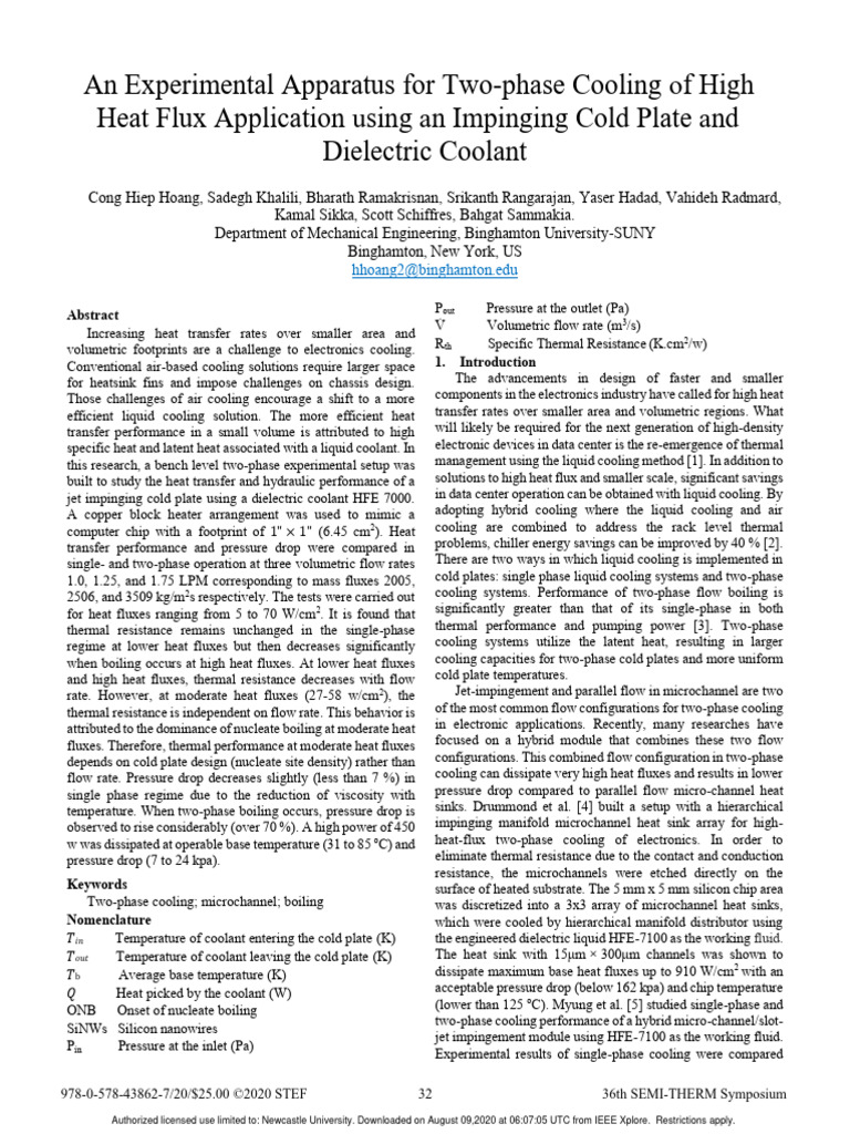 Two-Phase Cooling with HFE 7000 | PDF | Boiling | Heat Transfer