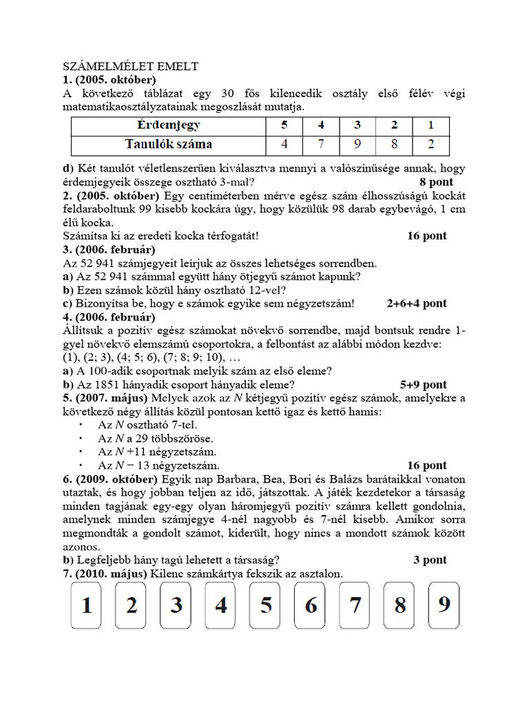 Számelmélet Emelt | PDF