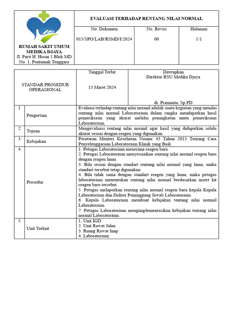 Evaluasi Rentang Nilai Normal Laboratorium | PDF
