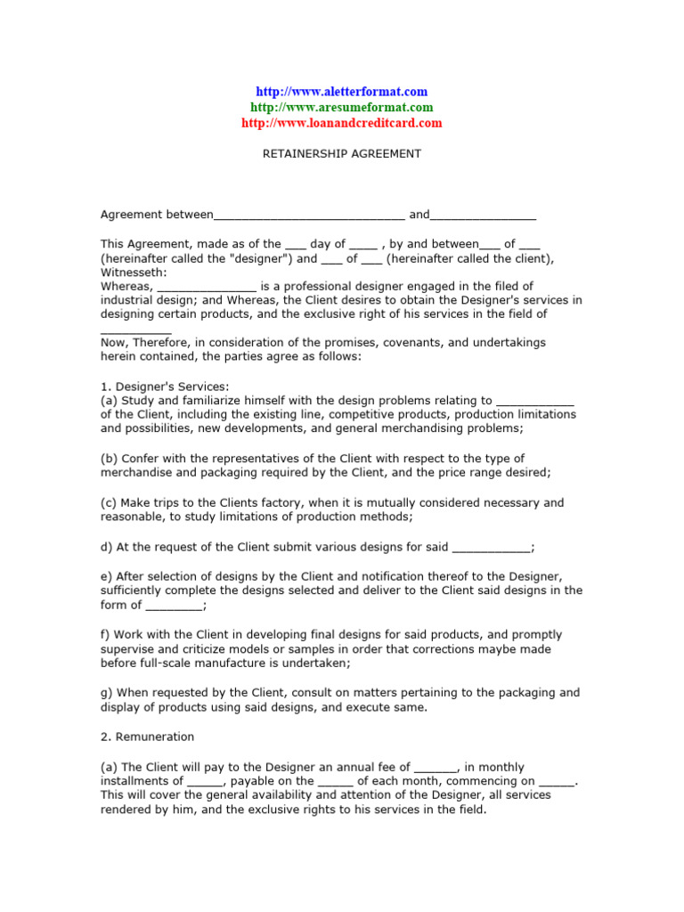 Retainer Ship Agreement | PDF