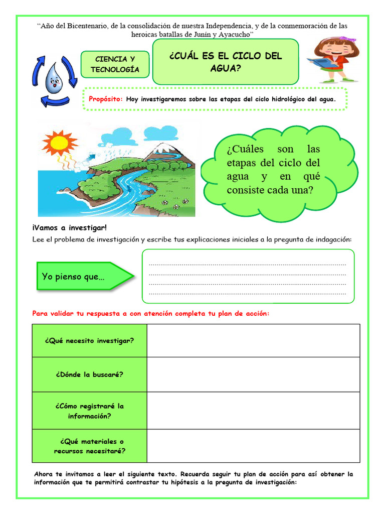 20-03-2024-FICHA-MIER-CYT-¿CUÁL ES EL CICLO DEL AGUA. | PDF | Agua ...