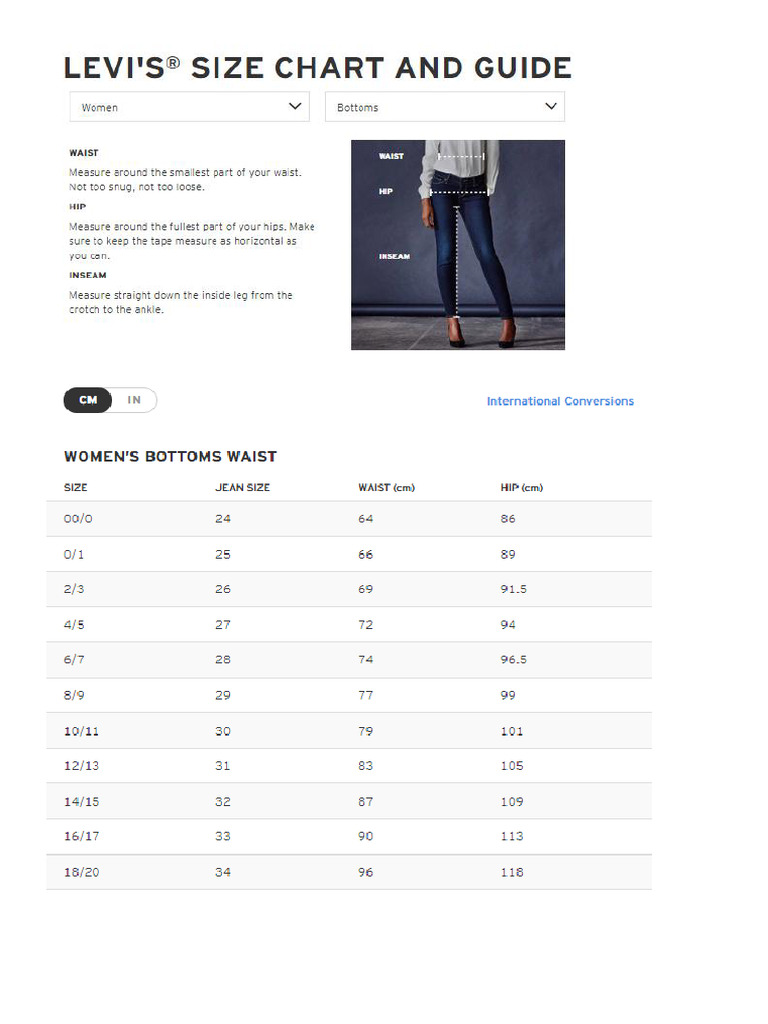 Eng Levis Size WomanBottoms | PDF