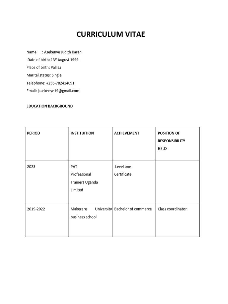JUDITH CV 2.2 - 100402 | PDF | Business | Economies