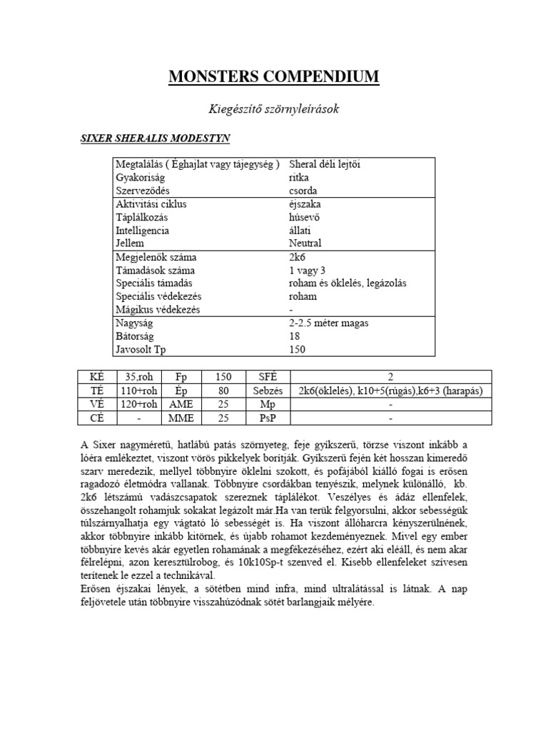 Magus Monsters | PDF