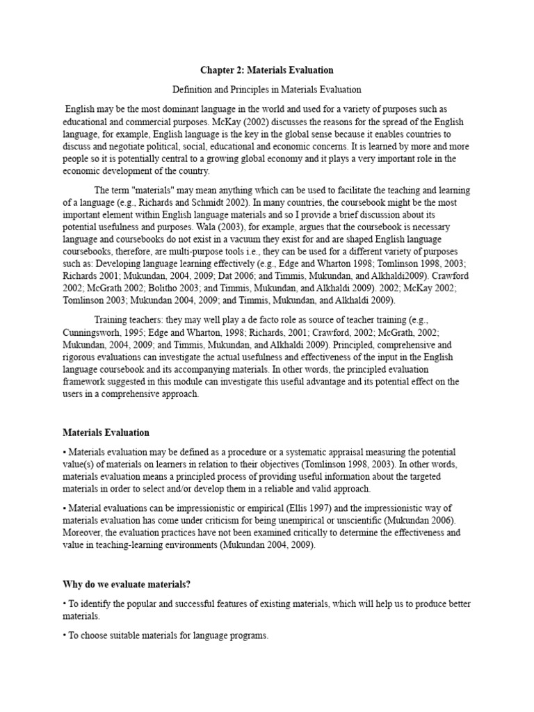 Module 2 Materials Evaluation | PDF | Evaluation | Learning