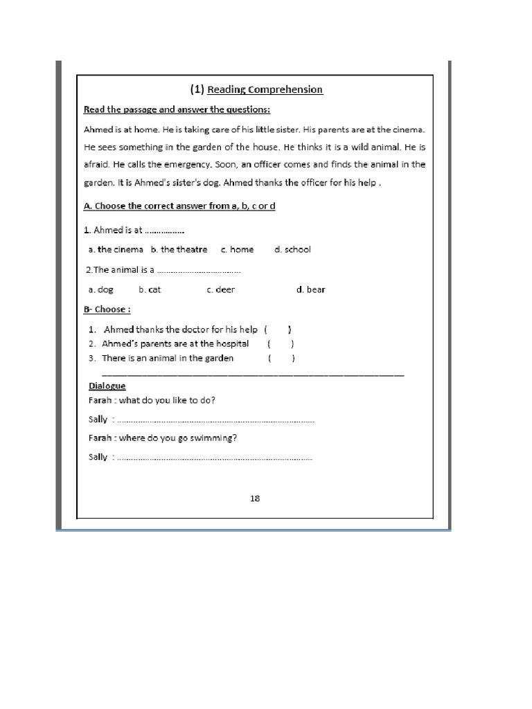 Comprehension & Dialogue 1 | PDF