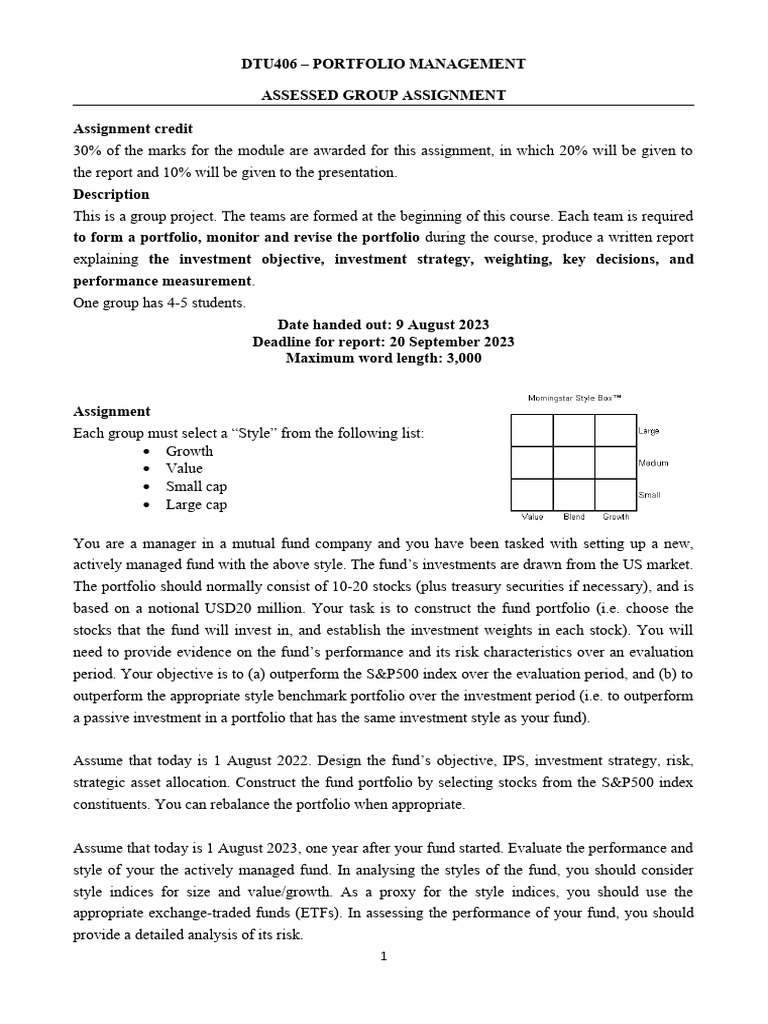 DTU406_-_2023_Group_assignment-2 | PDF | Investment Fund | Investment Management