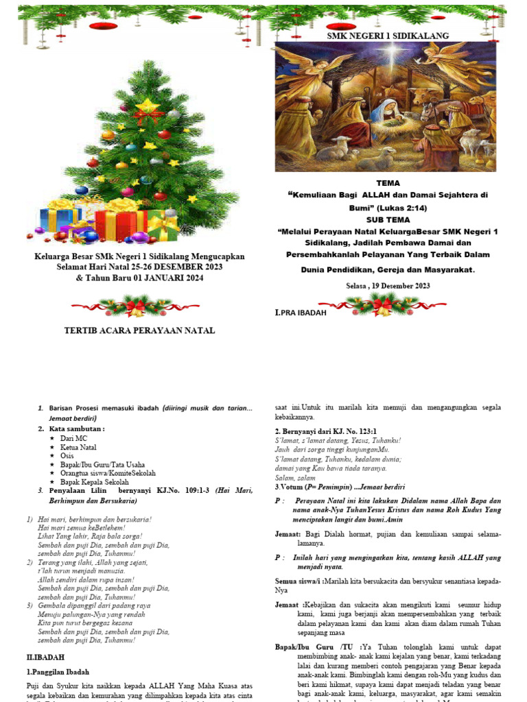 Tertib Acara Perayaan Natal SMK 1 Sidikalang | PDF