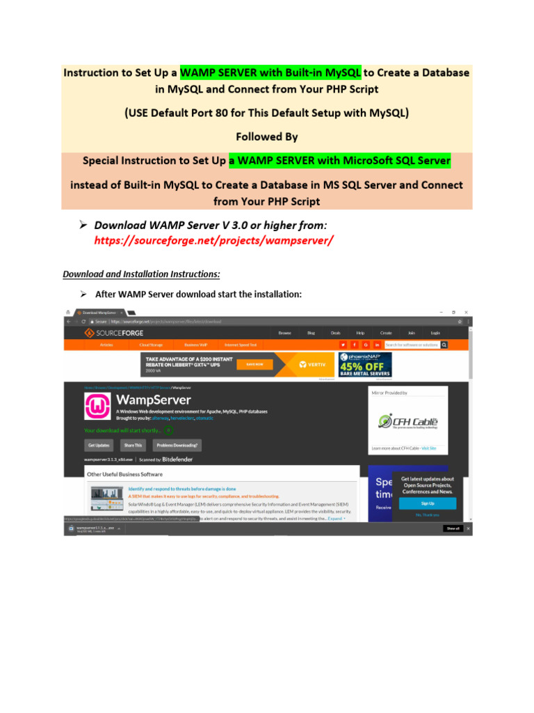 WAMPwith MSSQLServer Set Up Instructions | Download Free PDF | Microsoft Sql Server | Databases