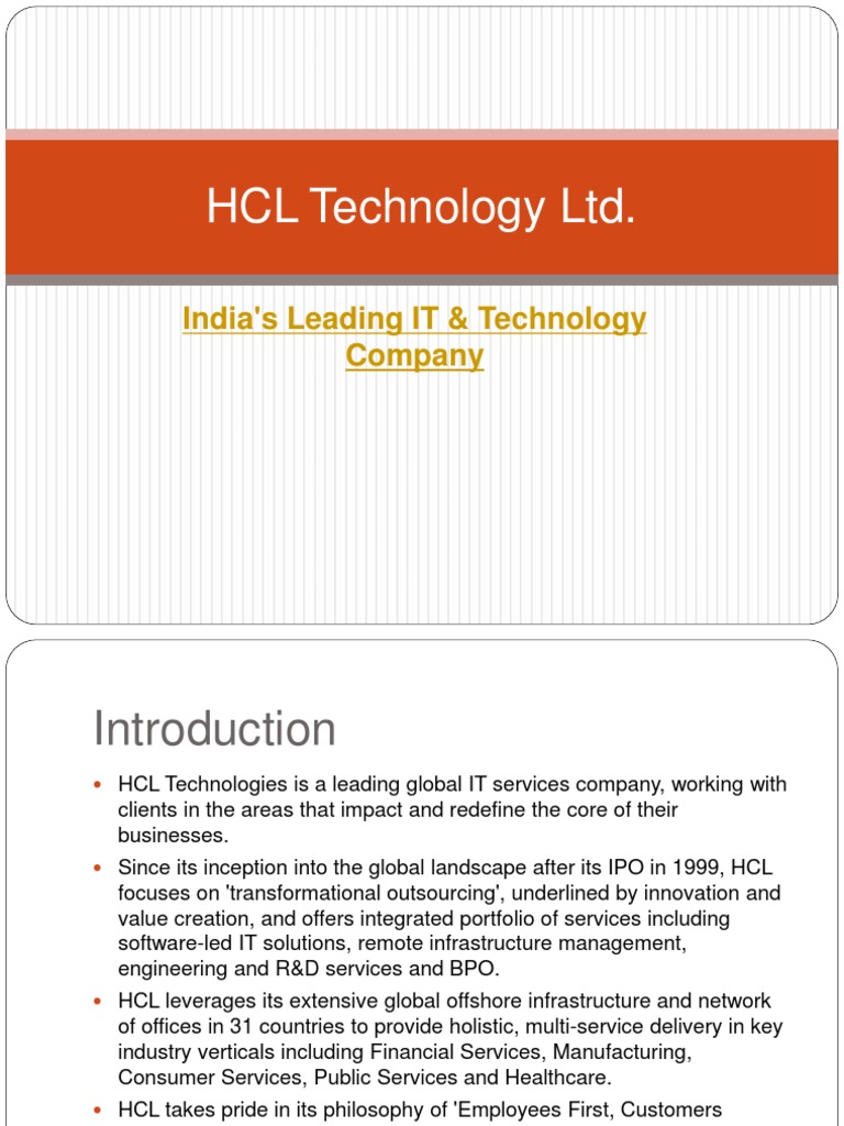 HCL Technology LTD.: India's Leading IT & Technology Company | PDF
