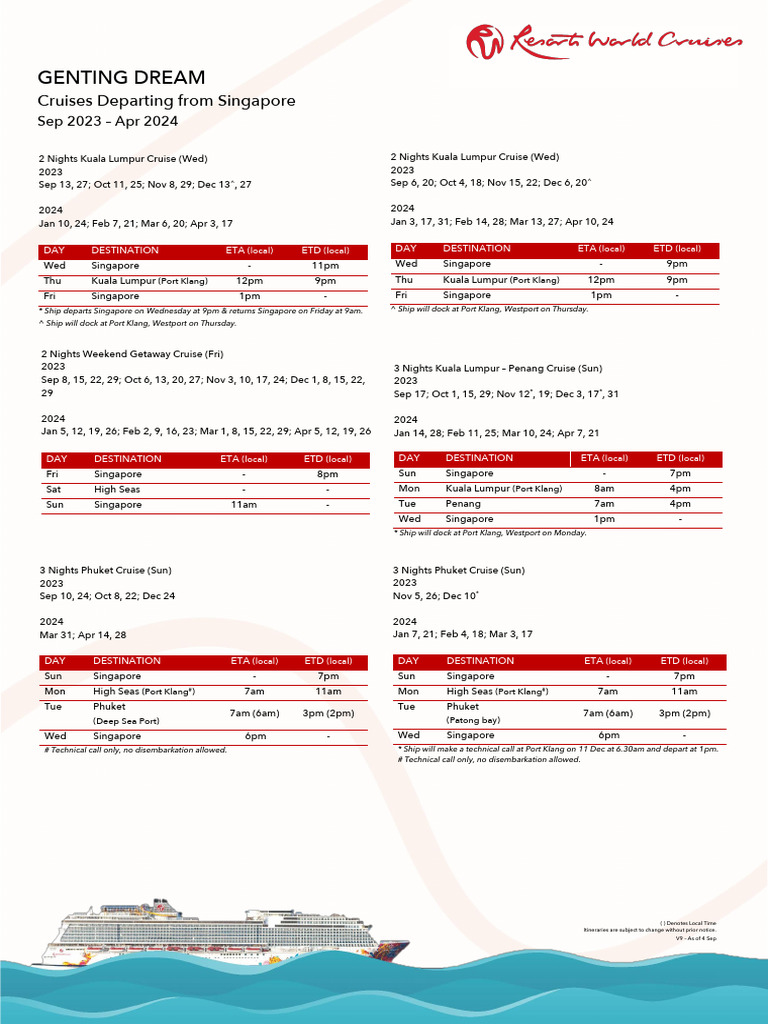 GDR Ex-SIN Ex-PKL Itinerary 2023 - 2024 ENG (V9) | PDF | Shipping