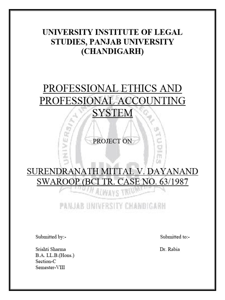 Professional Ethics Project Sem-8 | PDF | Advocate | Judgment (Law)