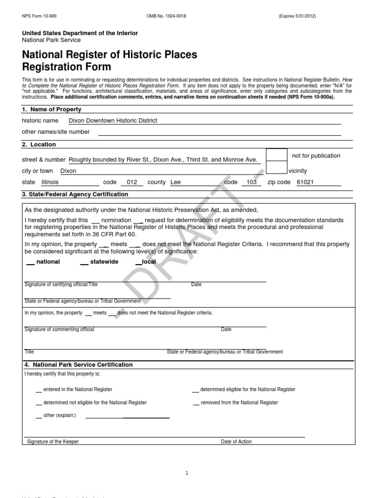National Register of Historic Places Registration Form: United States ...
