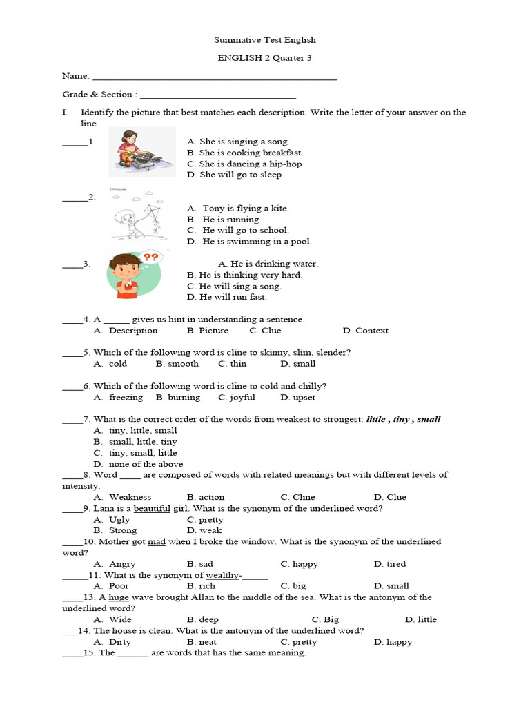 Summative Test - English 2. Q3 | PDF | Poetry