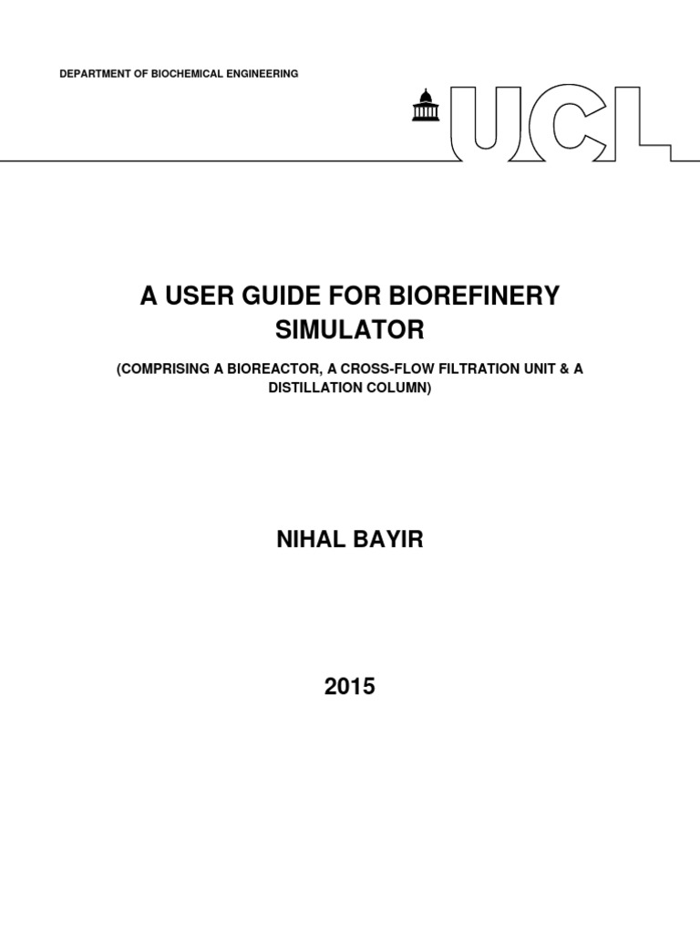 USERGUIDE BiorefinerySimulator 2015 NB | PDF | Distillation | Chemical Engineering