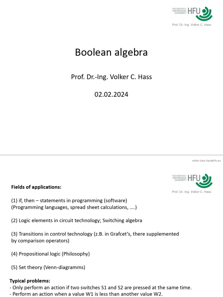 02b Lecture Boolean Algebra 240202 | PDF | Boolean Algebra | Teaching ...