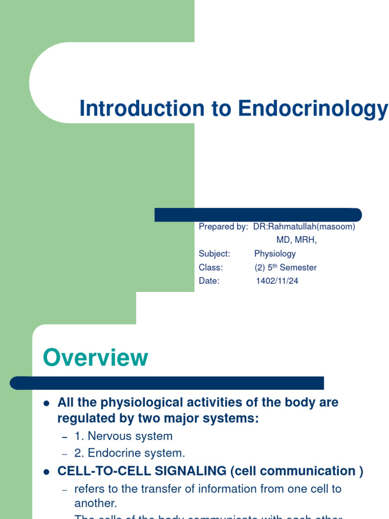 Introduction To Endocrinology | PDF | Hormone | Endocrine System