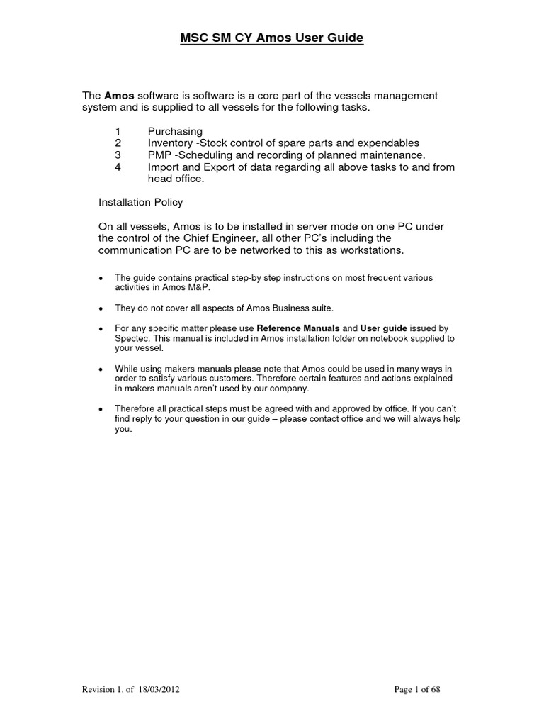 MSC SM CY Amos User Guide Overview | PDF | Business | Technology ...
