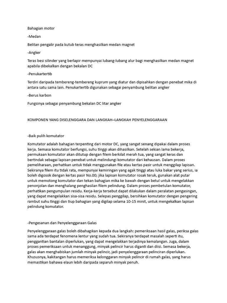Bahagian Motor | PDF