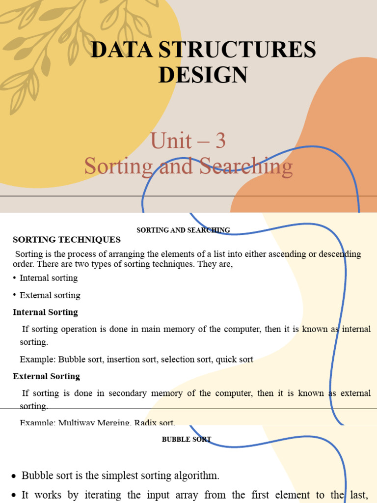 DSD Unit 3 Sorting and Searching | PDF | Theoretical Computer Science | Computer Programming