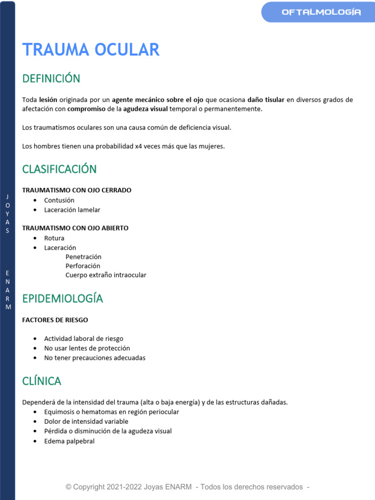 18. Trauma Ocular | PDF | Lesión | Ciencias de la Salud