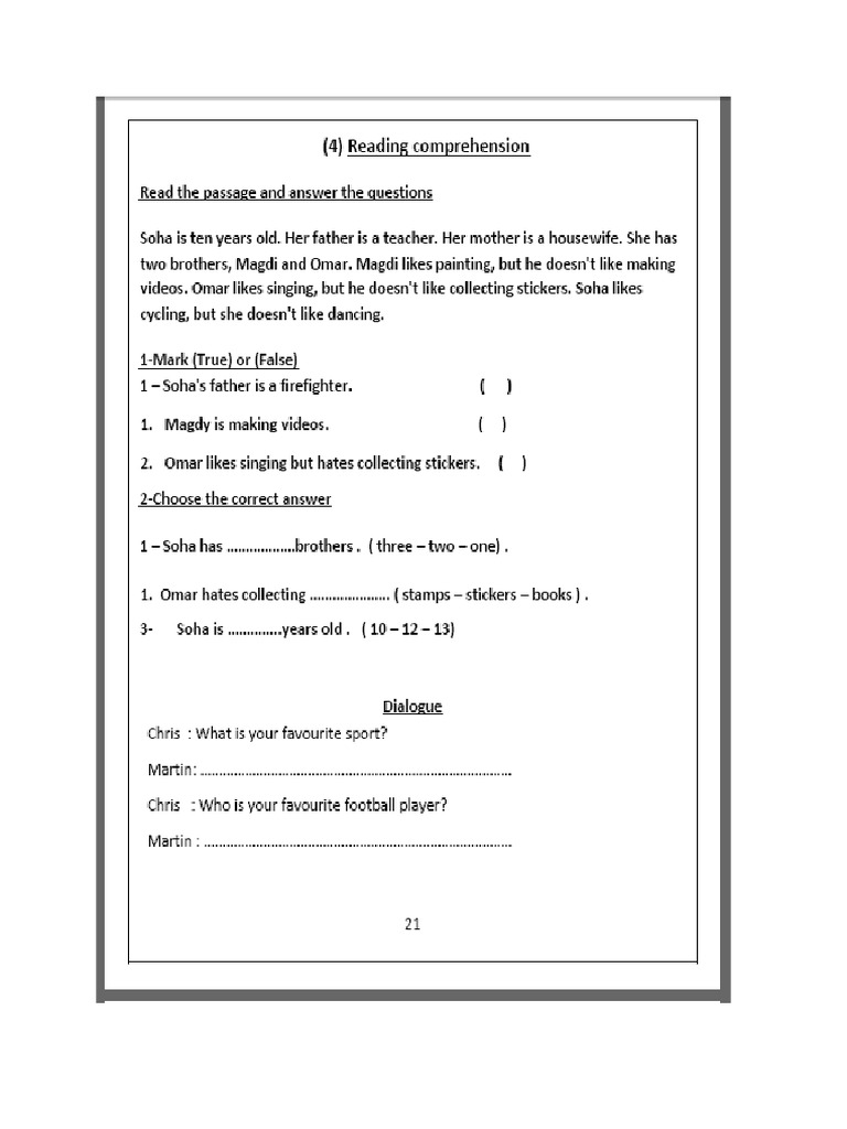 Comprehension & Dialogue 4 | PDF